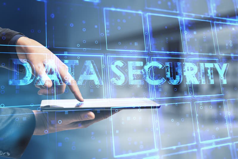 Close Up of Businessman Hand Pointing at Smartphone with Creative Blue ...