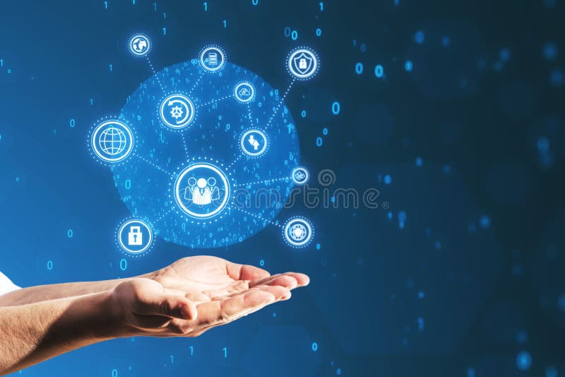 Close Up of Businessman Hands Holding Creative Connected Digital ...