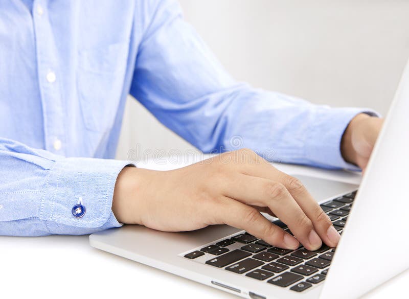 Close Up of Businessman Hands Typing on Laptop Computer Stock Image ...