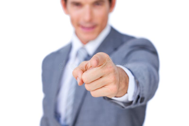 Close-up of a Businessman Pointing at the Camera Stock Image - Image of ...
