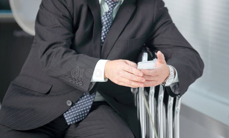 Close Up.businessman Reading Text Message on Smartphone Stock Image ...