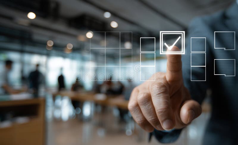 Close-up of a Businessman S Hand Touching a Check Box Stock ...
