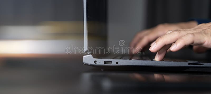 Close Up of Businessman S Hands Typing on Laptop Computer on Glass ...