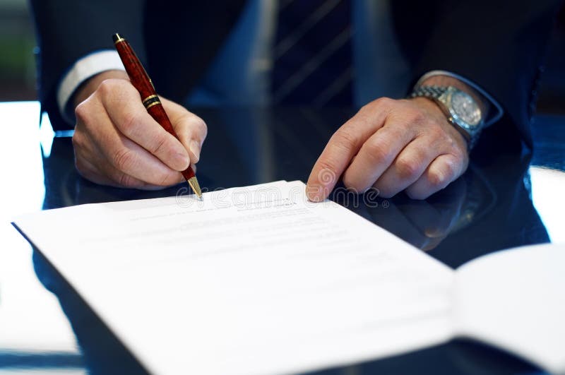 Close Up of Businessman Signing a Contract. Stock Photo - Image of ...