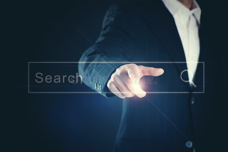 Close Up of Businessman Touching Digital Screen with Finger Stock Image ...
