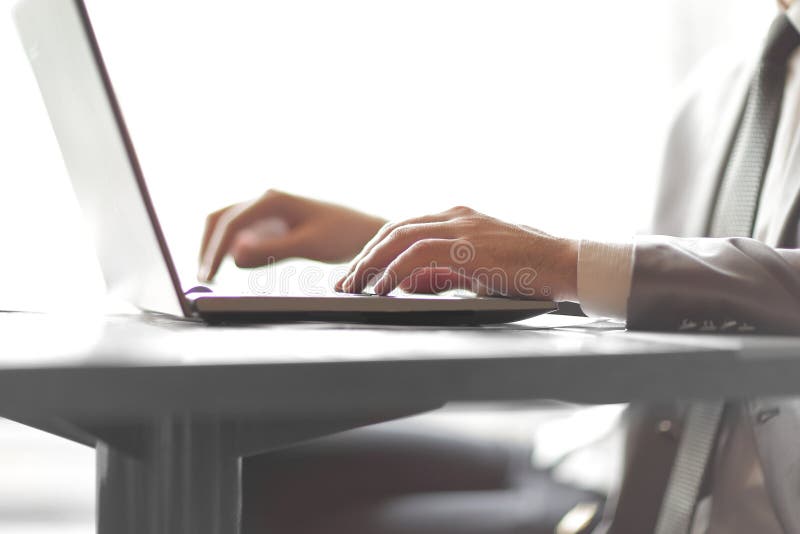 Close Up.businessman Typing Text on Laptop. People and Technology Stock ...