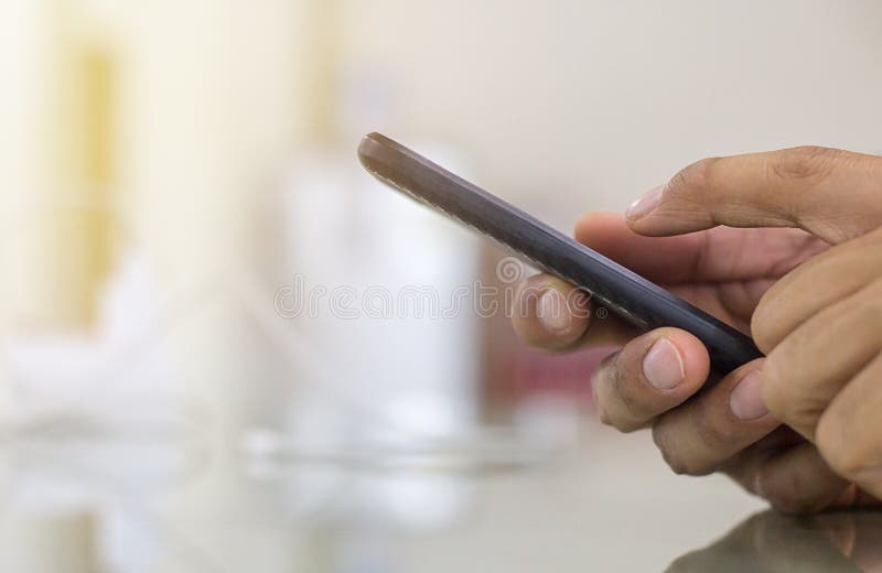Close Up of a Businessman Using Mobile Smart Phone Stock Image - Image ...