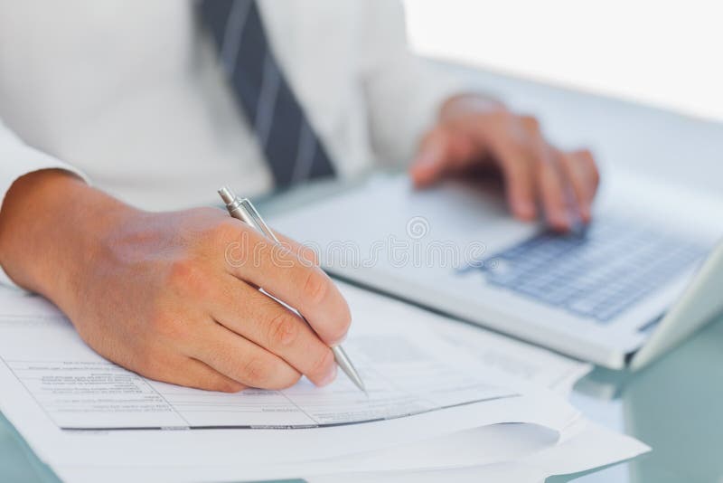 Close Up on Businessmans Hands Working Stock Image - Image of closeup ...