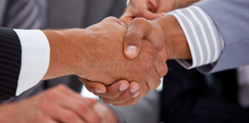 Happy Business People Closing a Deal Stock Image - Image of deal ...