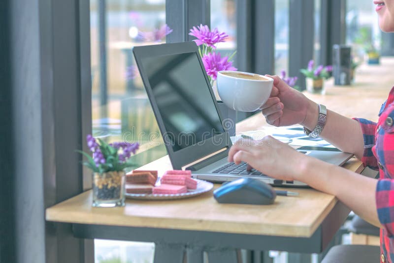 Close Up Businessmen Working at a Coffee Shop Stock Photo - Image of ...