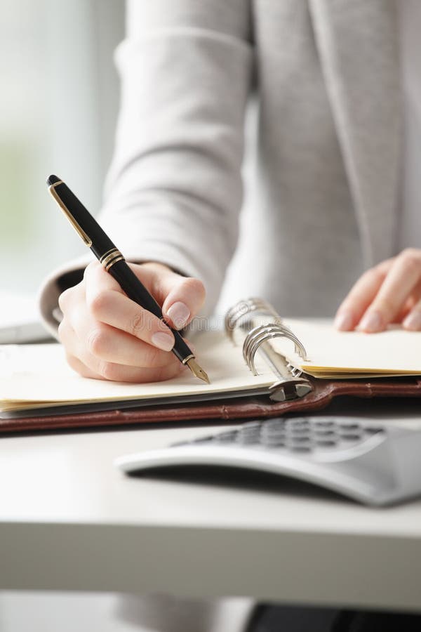 Close-up of a Businesswoman Making Note Stock Image - Image of letter ...