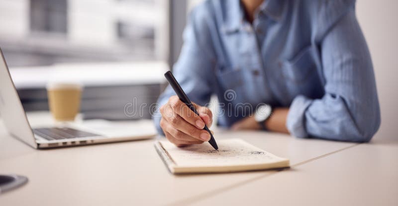 Close Up of Businesswoman in Modern Office Working on Laptop Making ...