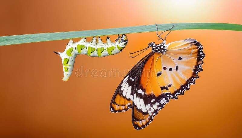 Butterfly, Pupae and Cocoons are Suspended. Concept Transformation of ...