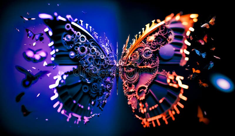 Close Up of Butterfly Shaped Object with Gears on it& X27;s Wings ...