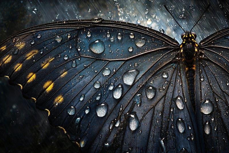 Close Up of Butterfly Wing Texture with Raindrops, Soft Color Tones ...