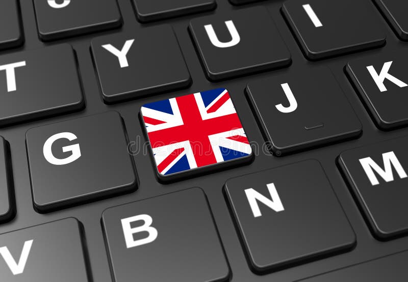 Close Up of Button with Great Britain Flag on Black Keyboard Stock ...