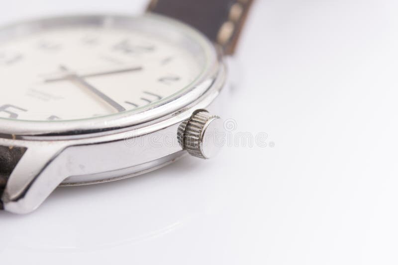 Close Up of Button on Watch on White Stock Image - Image of equipment ...