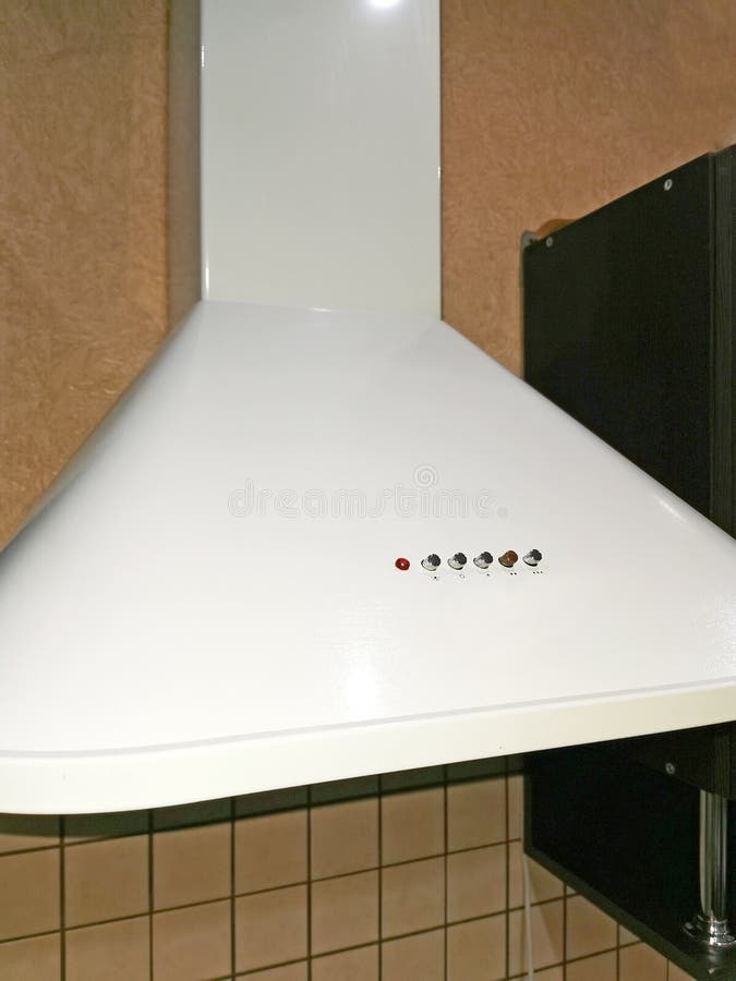 Close Up of Buttons on Metal Exhaust Fan in Kitchen Stock Image - Image ...