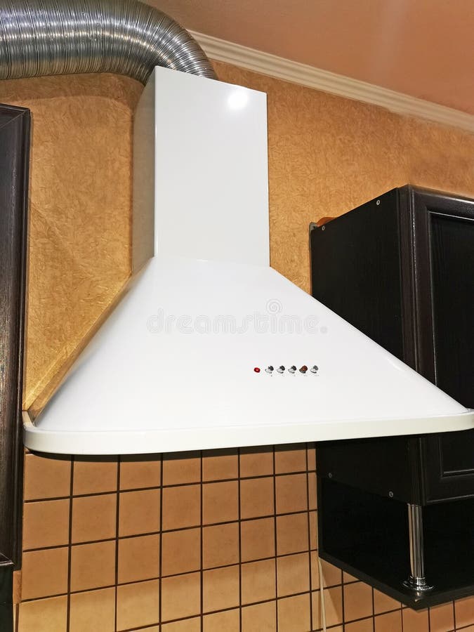 Close Up of Buttons on Metal Exhaust Fan in Kitchen Stock Photo - Image ...