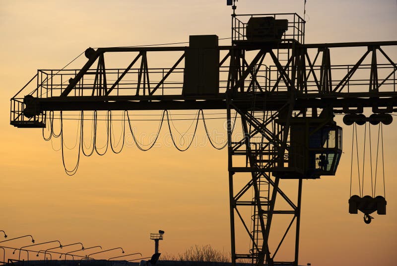 Construction Crane in Sunset Stock Photo - Image of morning, color ...