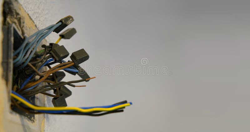 Tangled Wires of a Wall Socket Stock Photo - Image of electrician ...