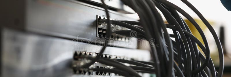 Cable Network Connected To Internet Switch Servers in Data Center Stock ...