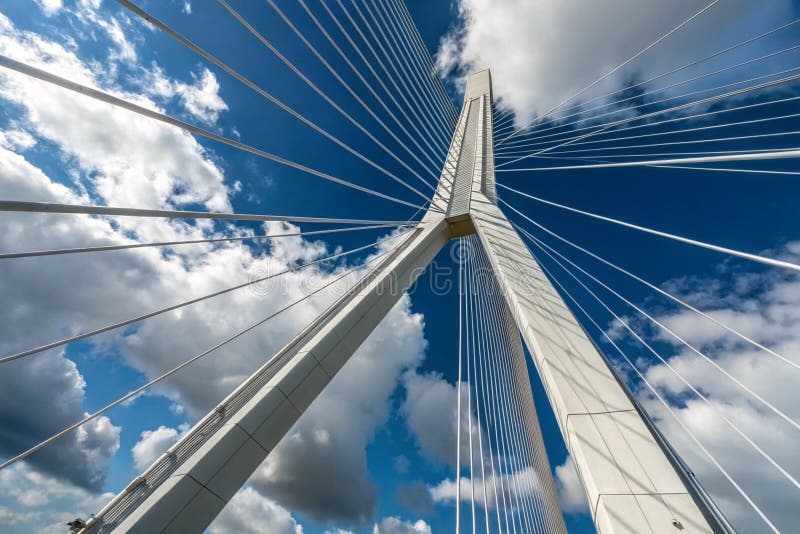 Close-up of Cable-stayed Bridge Pylon Stock Illustration - Illustration ...