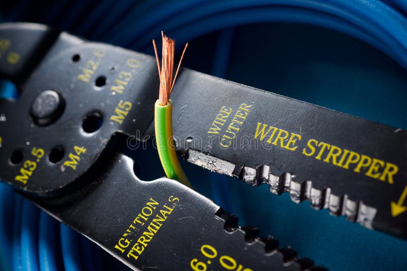Close-up of a Cable Stripped by a Wire Stripper Stock Image - Image of ...