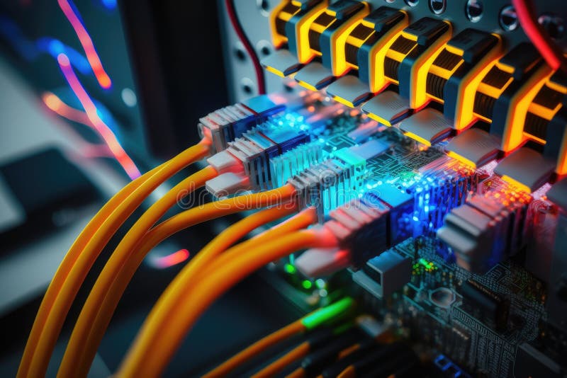 Close-up of Cables Being Connected in 5g Network Stock Illustration ...