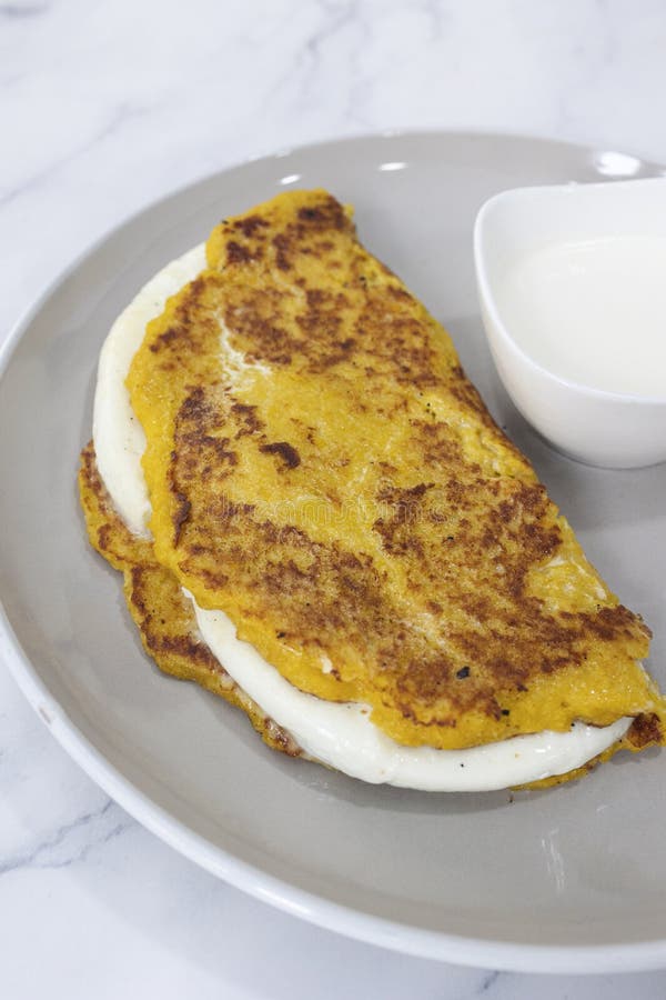 Close Up Cachapa with Cheese, Typical Venezuelan Dish Made with Corn ...