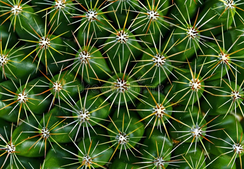 Close-Up Cactus Spines and Leaves Pattern Stock Illustration ...