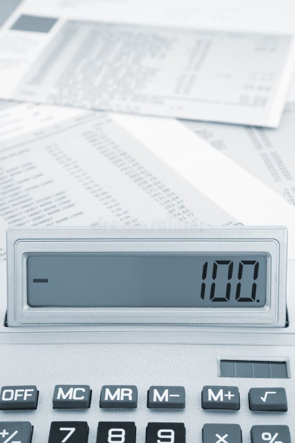 Close Up of a Calculator on Bank Statement Stock Photo - Image of ...
