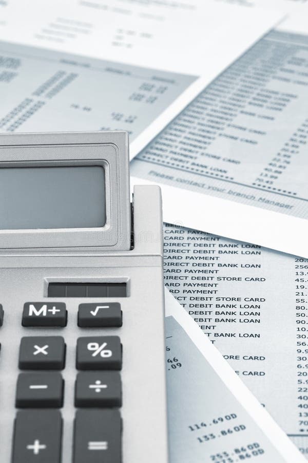 Close Up of a Calculator on Bank Statement Stock Image - Image of ...