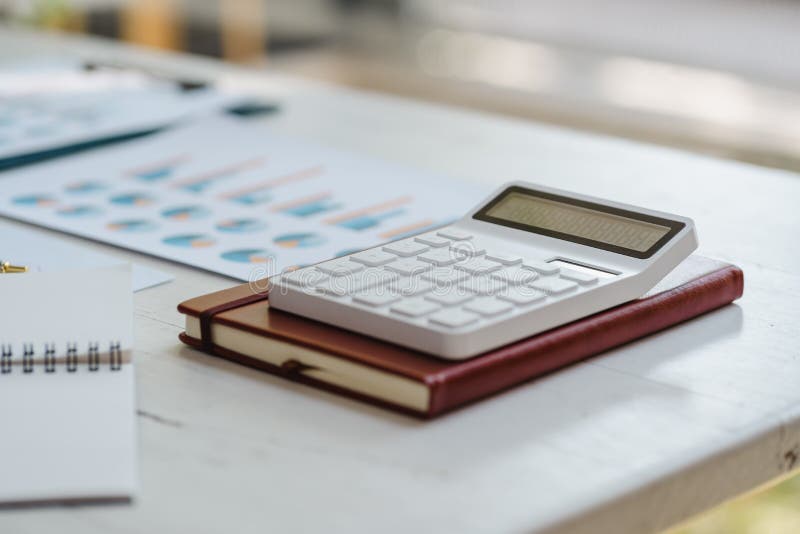 Close Up Calculator Financial Accounting Desk with Paper Stock Image ...