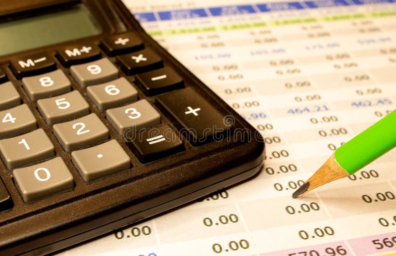 Close Up Calculator with Pen on White Paper Stock Image - Image of ...