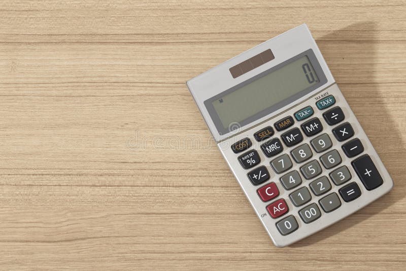 Close-up of Calculator on Table Stock Image - Image of desktop, angle ...