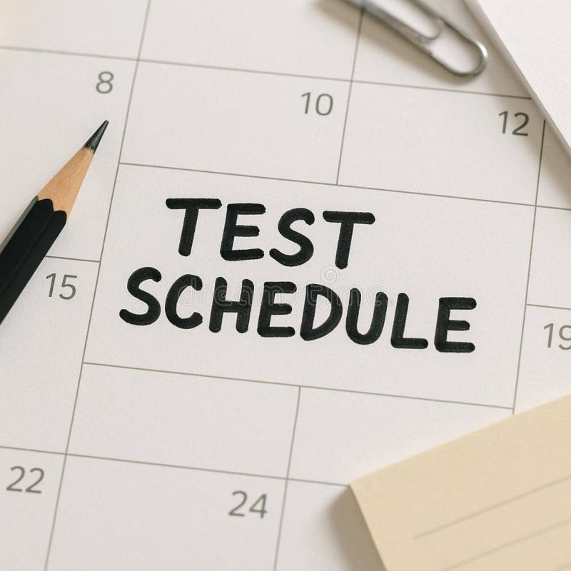 Test Schedule Calendar Mockup Stock Photo for Study Planning Stock ...