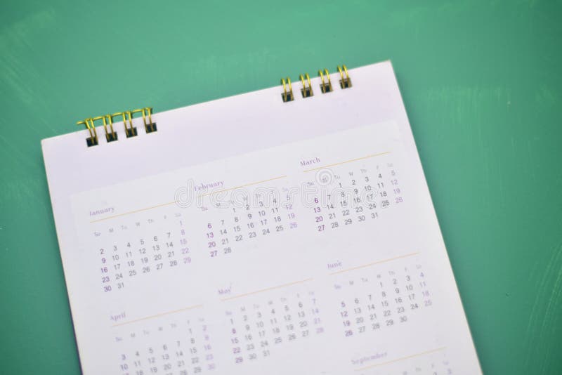 Close Up Calendar on Green Background Stock Image - Image of deadline ...