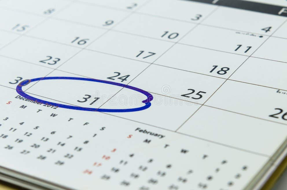 Close Up of a Calendar and a Mark Stock Image - Image of paper ...