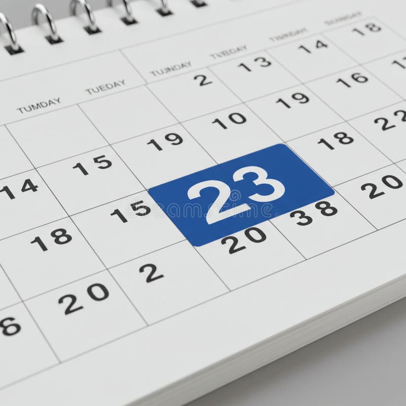 Close-up of a Calendar Page with a Wire Binding at the Top. Days of the ...