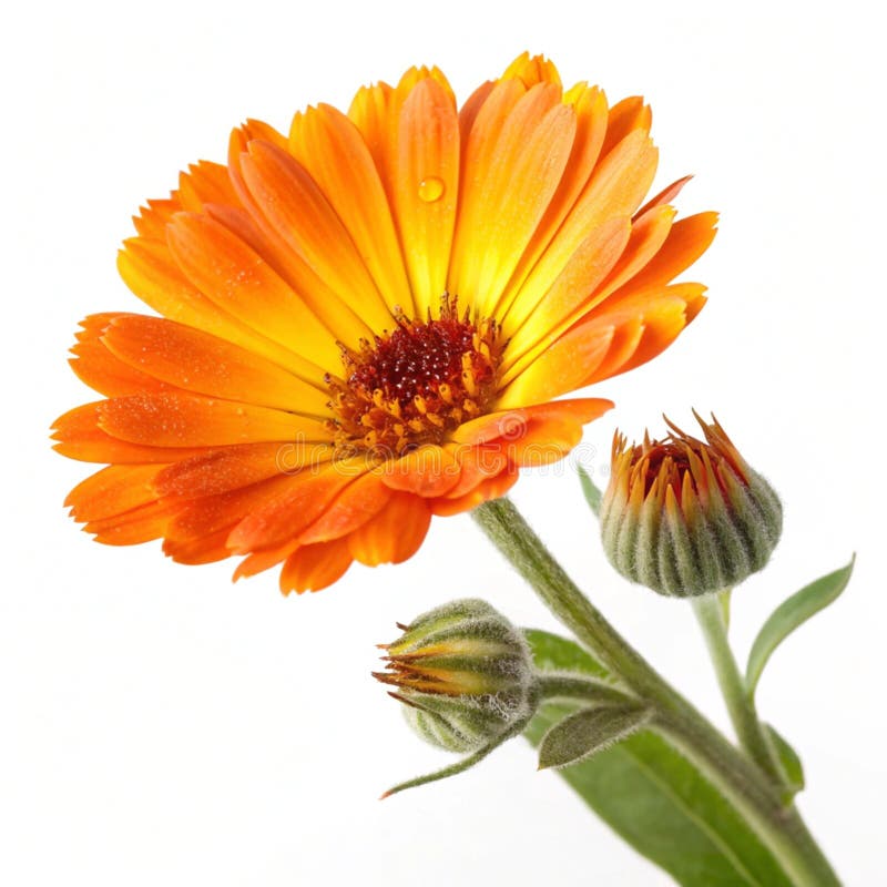 Close-up of Calendula Flower on White Background Stock Illustration ...