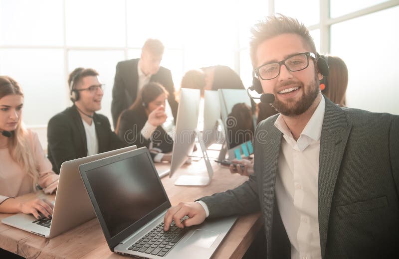 Call Center Consultant at the Workplace in the Office Stock Image ...