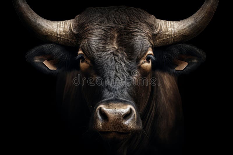 Close-up of Calm Bull Muzzle Isolated. Head Front View Stock Image ...