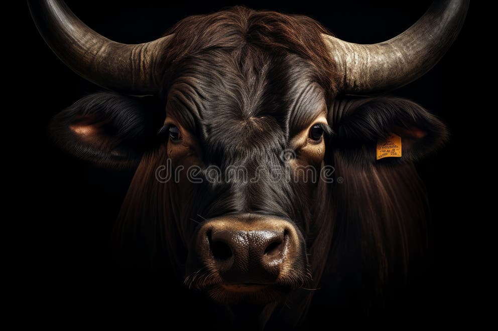 Close-up of Calm Bull Muzzle Isolated. Head Front View Stock Photo ...