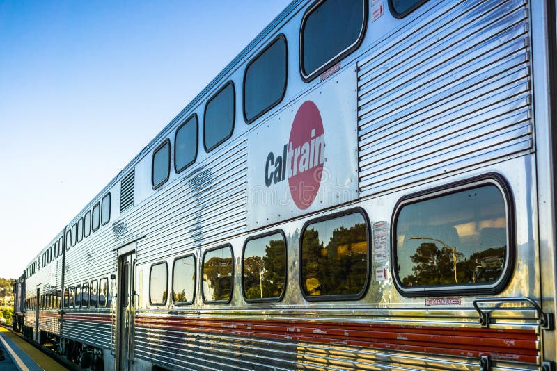 Close Up of Caltrain Car; Logo Printed on the Side Editorial ...