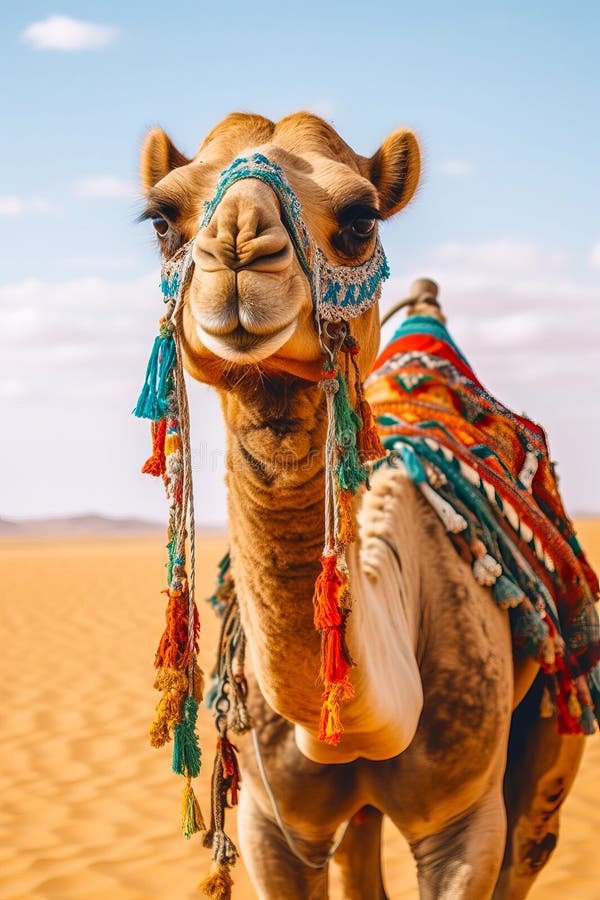 Close Up of Camel with Blanket on it& X27;s Back. Generative AI Stock ...