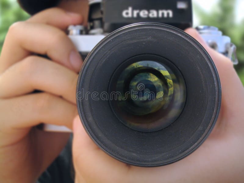 Close Up Camera stock image. Image of hands, spiral, reflection - 193839