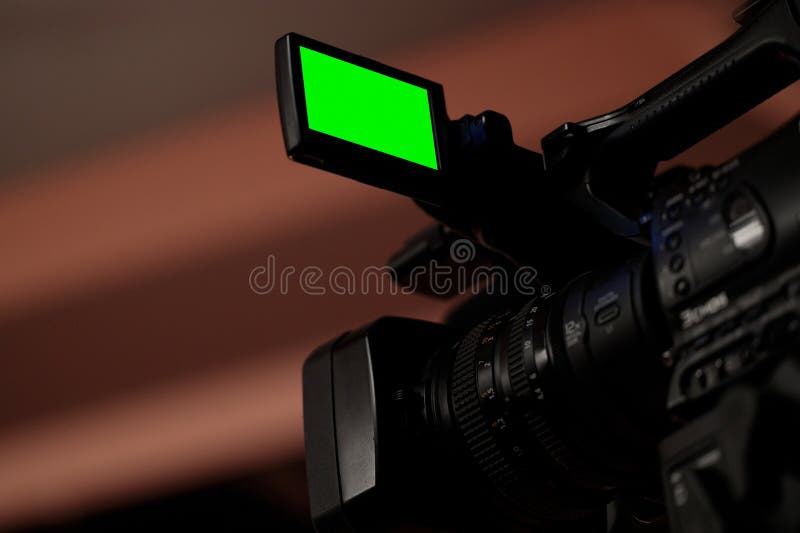 Close-up of Camera with Green Screen Stock Image - Image of display ...