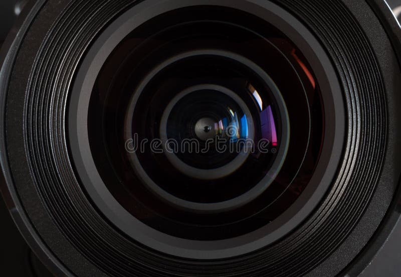 Close-up Camera Lens with Color Reflections Stock Image - Image of ...