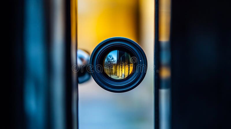 A Close Up of a Camera Lens on a Door Handle Stock Image - Image of ...